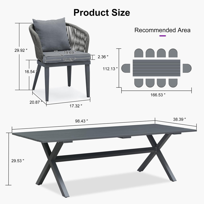 Corrigan Studio® Maddielyn 10 - Person Rectangular Outdoor Dining Set with Cushions & Reviews ...